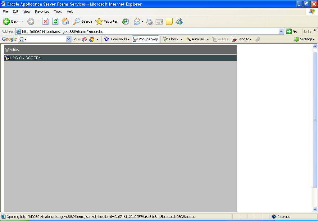 Orafaq Forum Forms Blank Pagegreyed Out Displayed When Trying To Run A Logon Form 