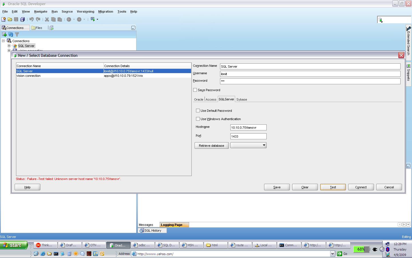 Orafaq Forum Client Tools Sql Developer Connection With Sql Server Urgent
